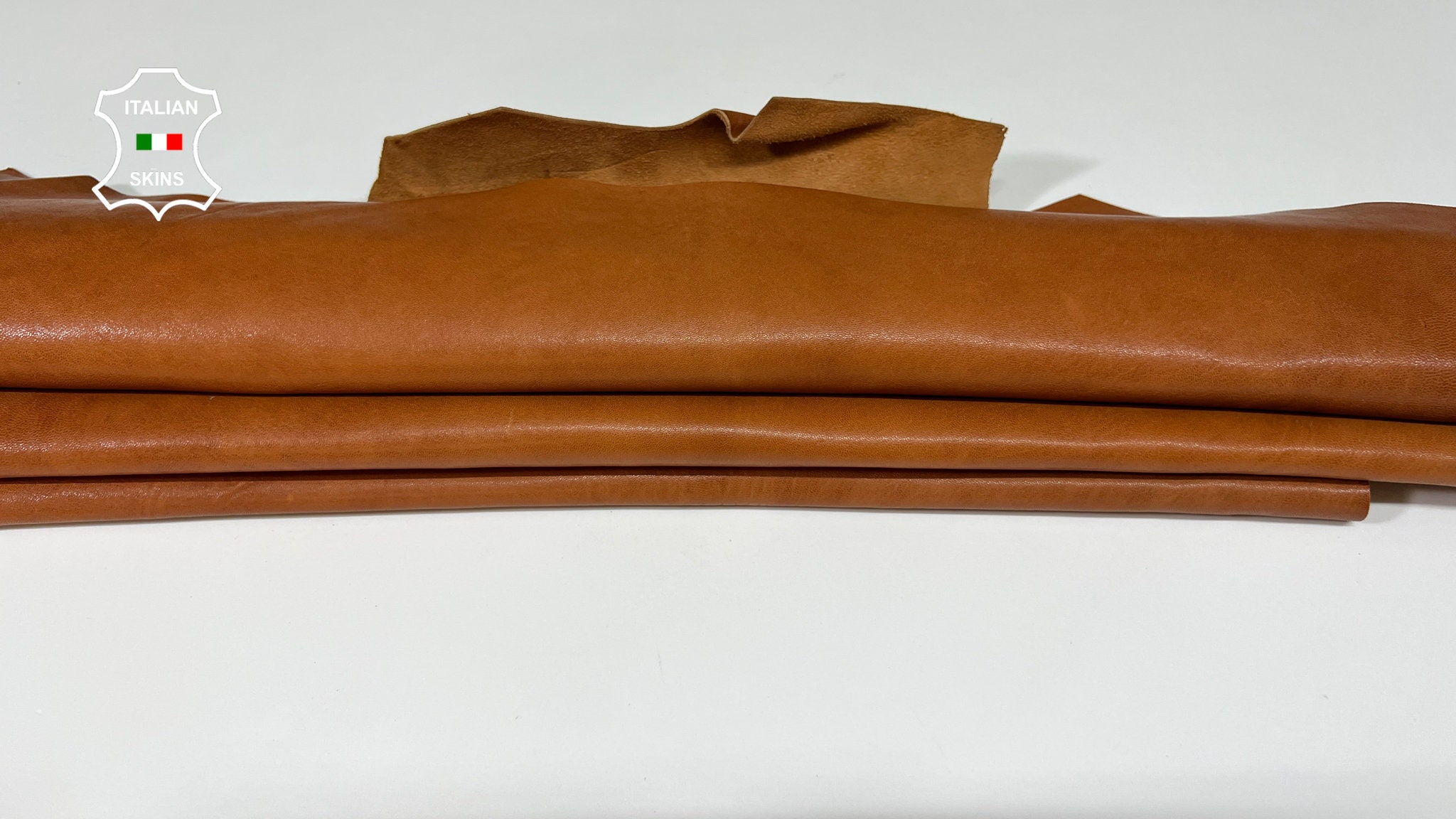NATURAL TAN BROWN Vegetable Tan Thick Italian Goatskin Goat leather ...