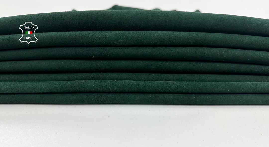 BOTTLE GREEN SUEDE Soft Italian Goatskin Goat Leather Pack 6 Hides ...