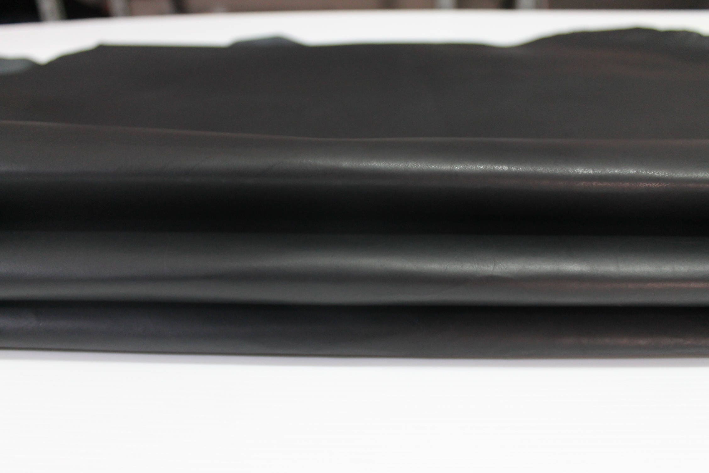 BLACK MATTE CHARCOAL Calf Calfskin smooth Italian genuine leather skin ...