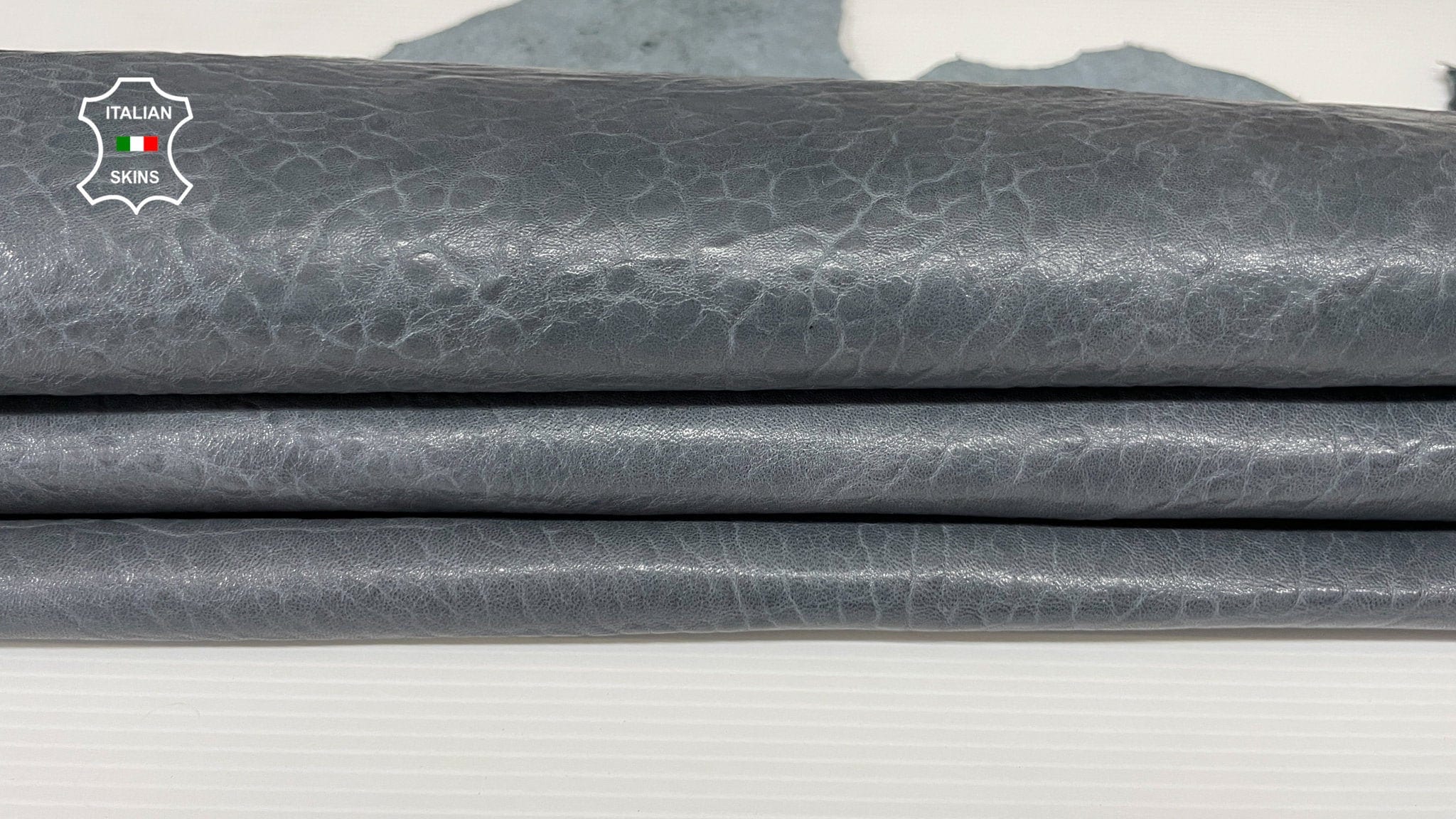 GREY BUBBLY grainy vintage look thick Italian Lambskin Lamb sheep ...