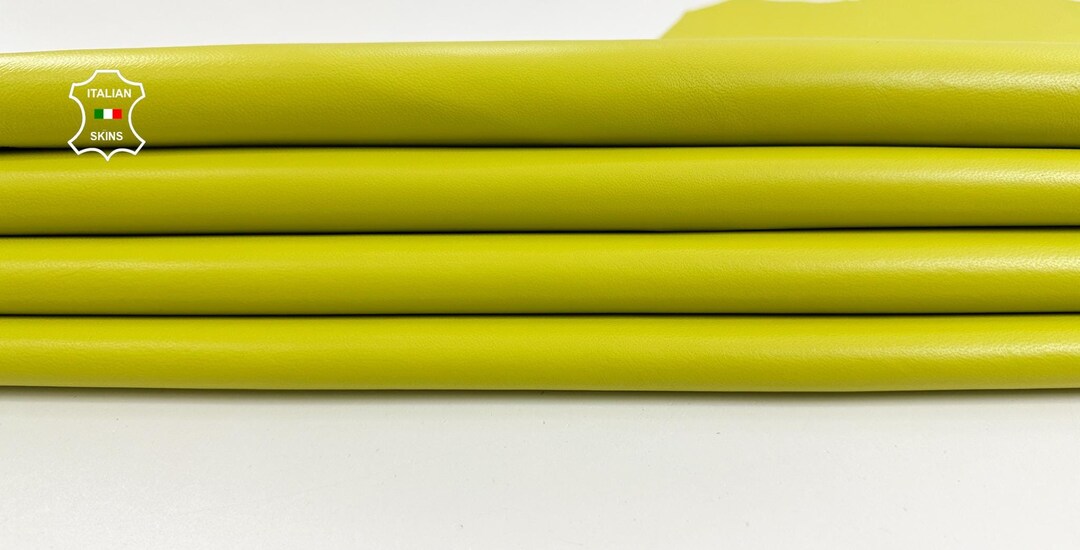 LIME YELLOW Soft Italian Lambskin Sheep Lamb Leather Hide Hides Skin ...