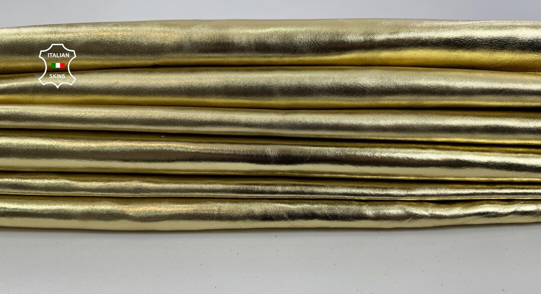 METALLIC GOLD Thin Soft Italian Goatskin Goat Leather Pack 2 Skins ...