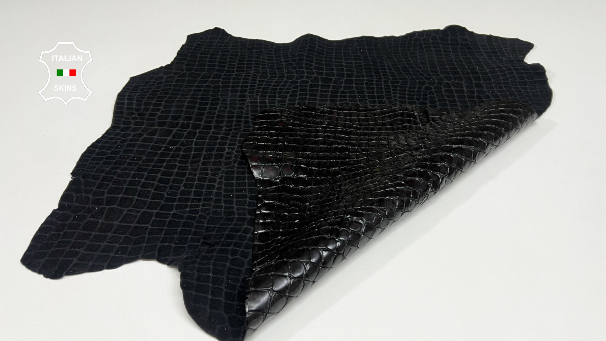 PATENT MAHOGANY DARK Brown Crocodile Textured Embossed Print On Thick ...