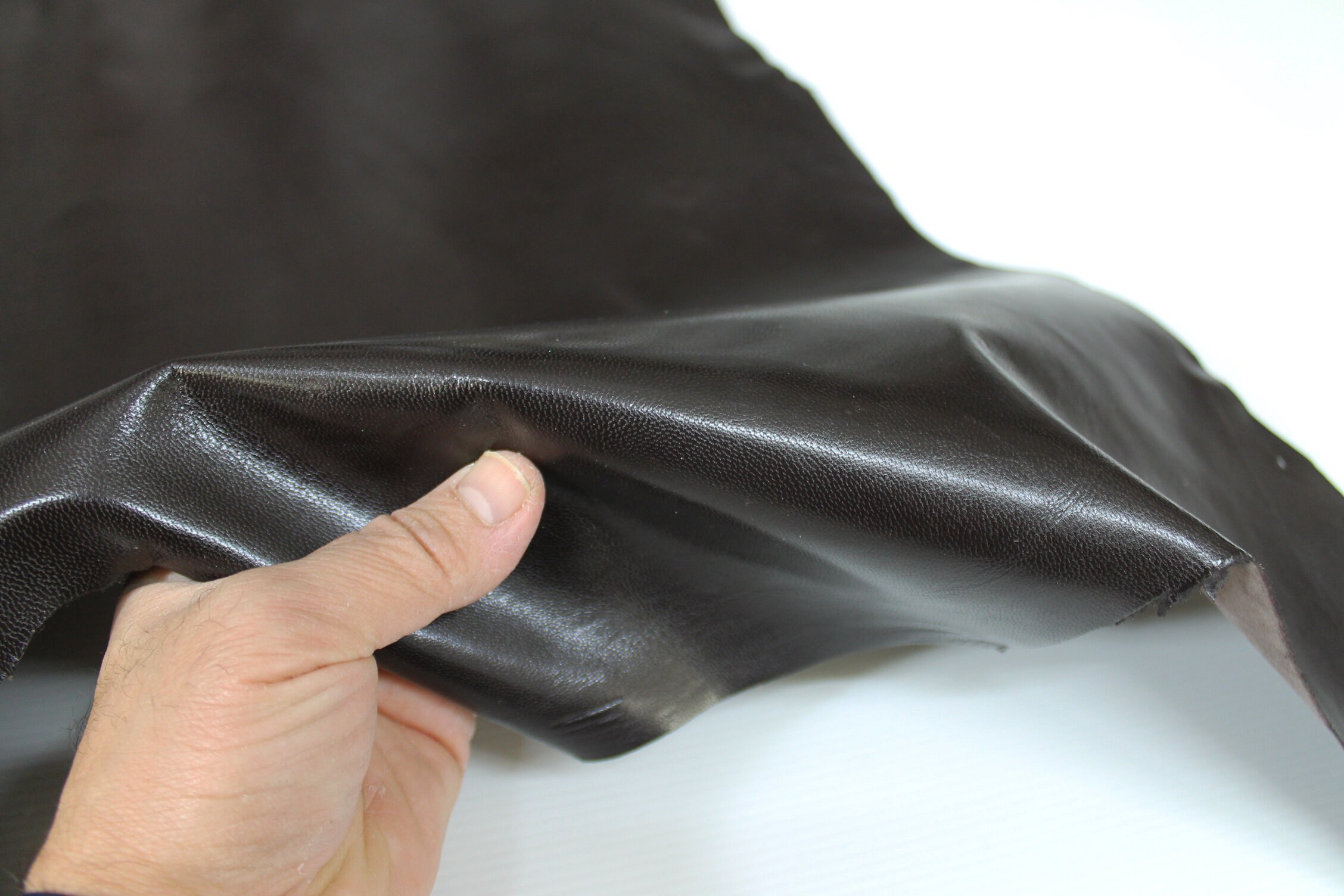 DARK BROWN strong Shiny Italian Goatskin Goat leather material for ...