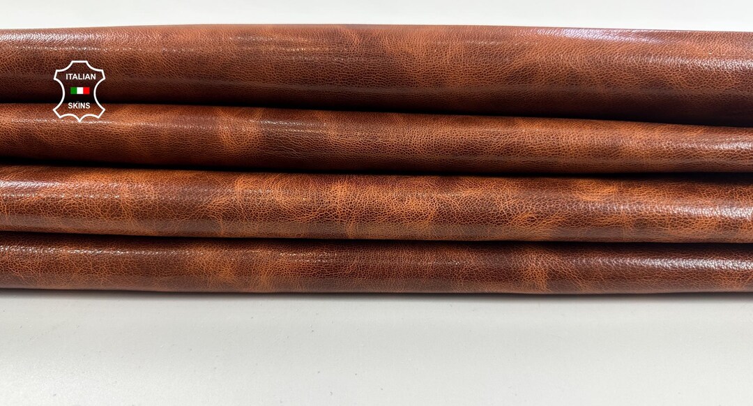 COGNAC BROWN Vintage Look Vegetable Tan Strong Italian Goatskin Goat ...