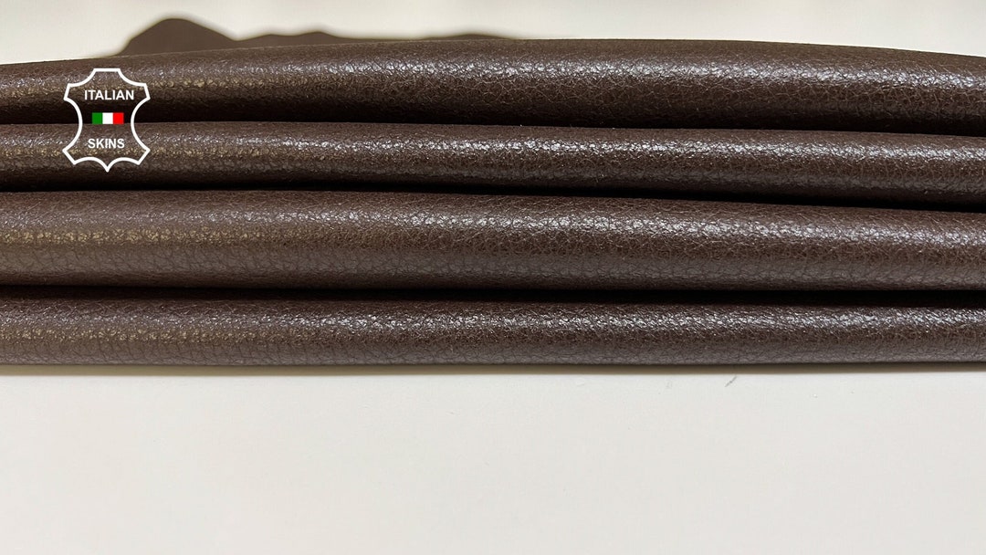 CHOCOLATE BROWN PEBBLE Grainy Shiny Rough Italian Goatskin Goat Leather ...