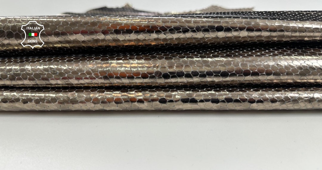 Delivered Duty Paid - METALLIC PLATINUM PYTHON Snake Print on Italian ...