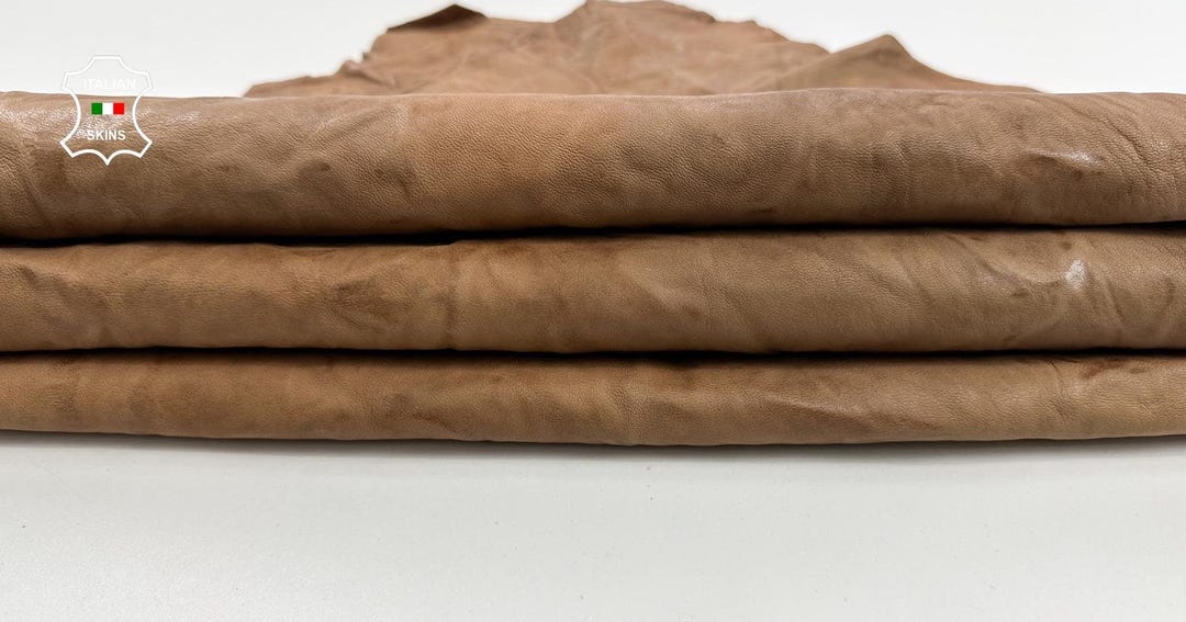 WASHED BROWN Rustic Antiqued Wrinkled Vegetable Tan Genuine Thick ...