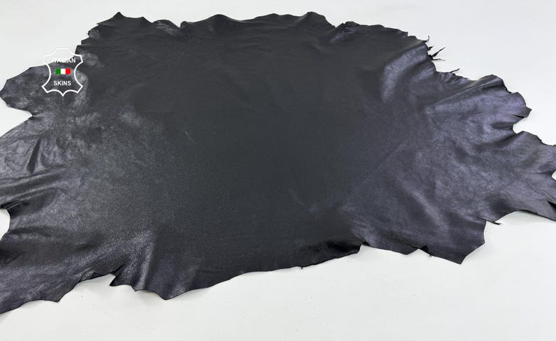 BLACK DOUBLE FACE on Nubuck Soft Italian Calf Leather Skin 9sqf 1.0mm # ...