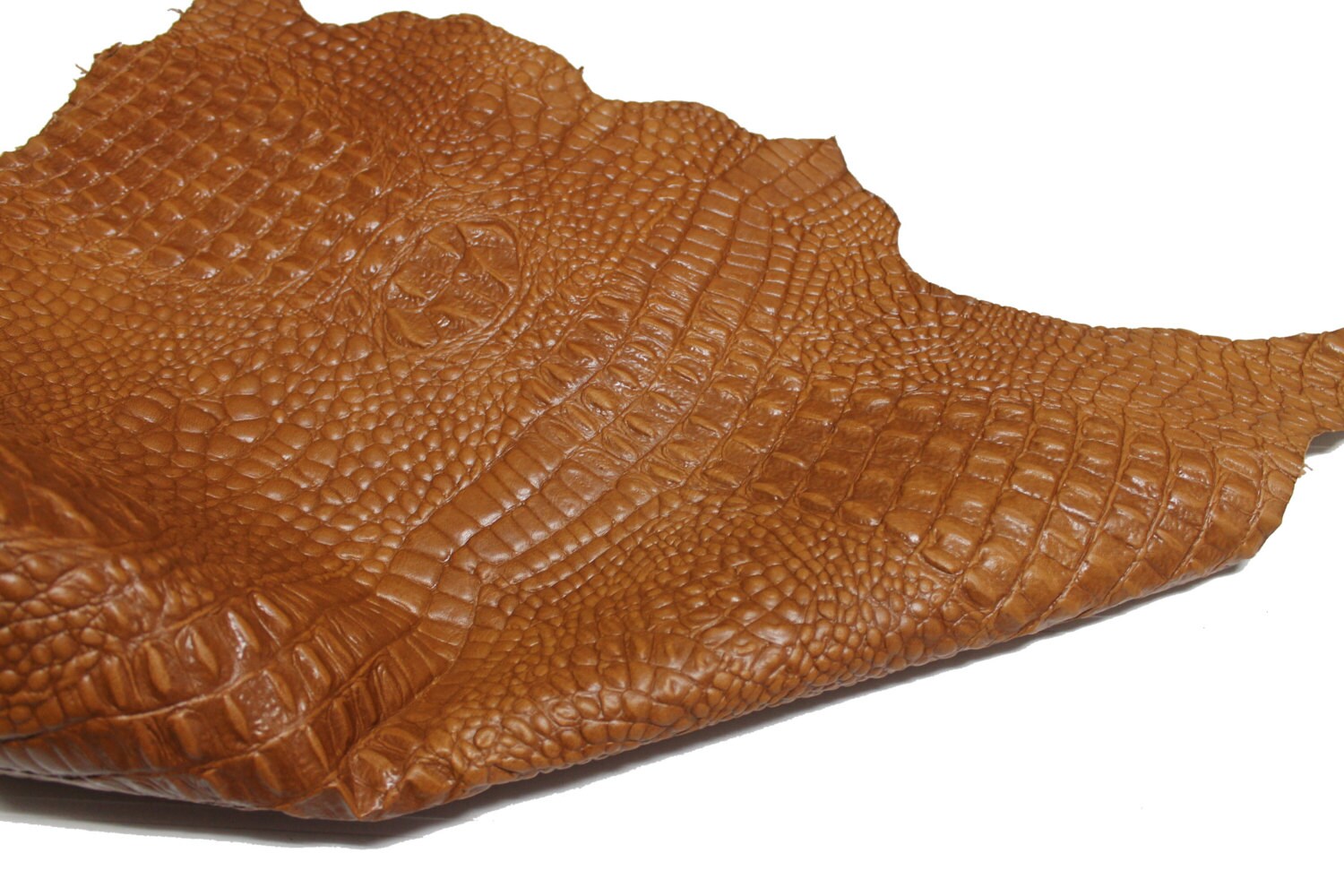 Italian goatskin leather skins hides TAN ALLIGATOR CROCODILE embossed 5sqf