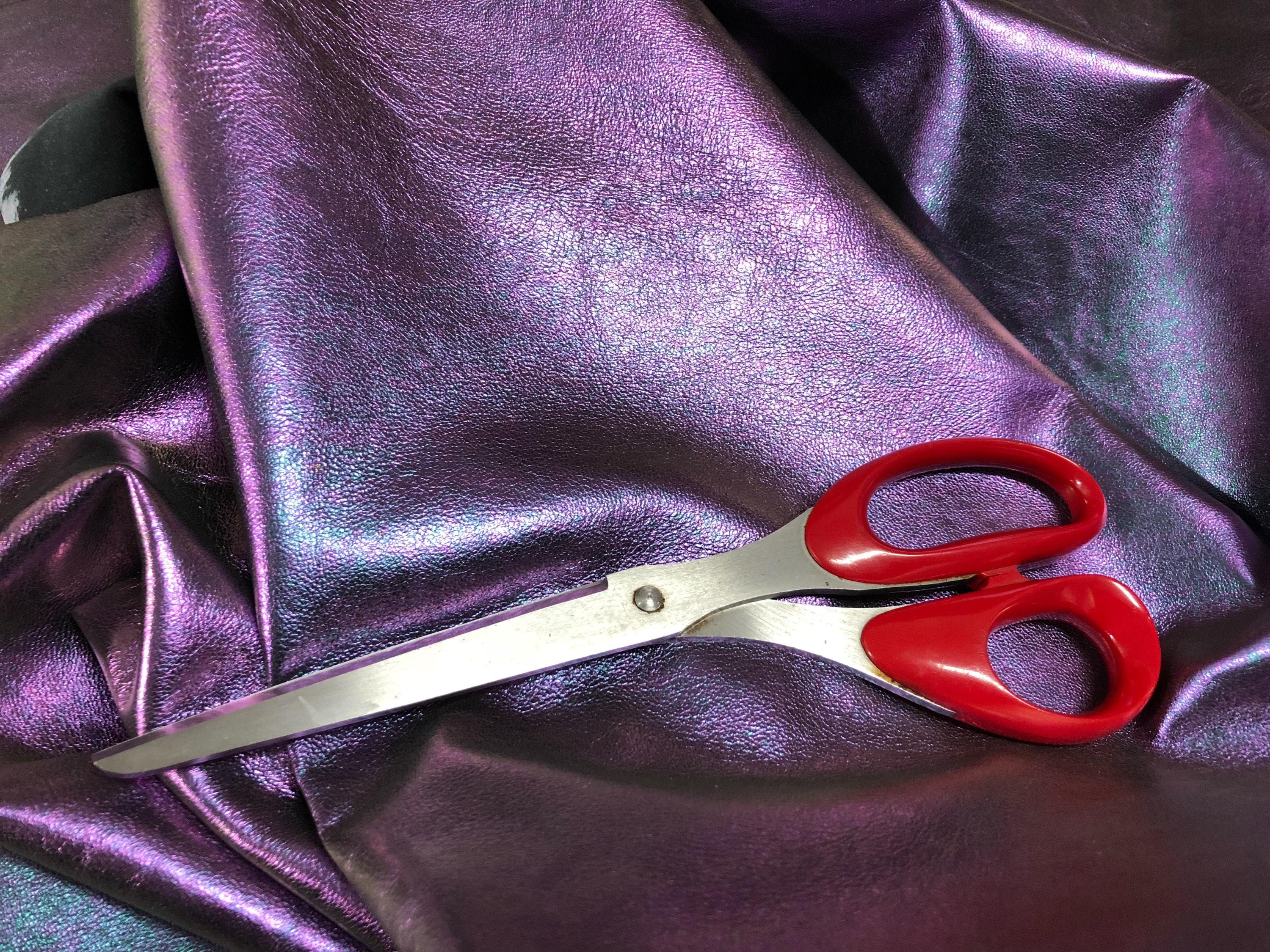 Italian Lambskin leather hide skin hides skins PURPLE HOLOGRAPHIC ...