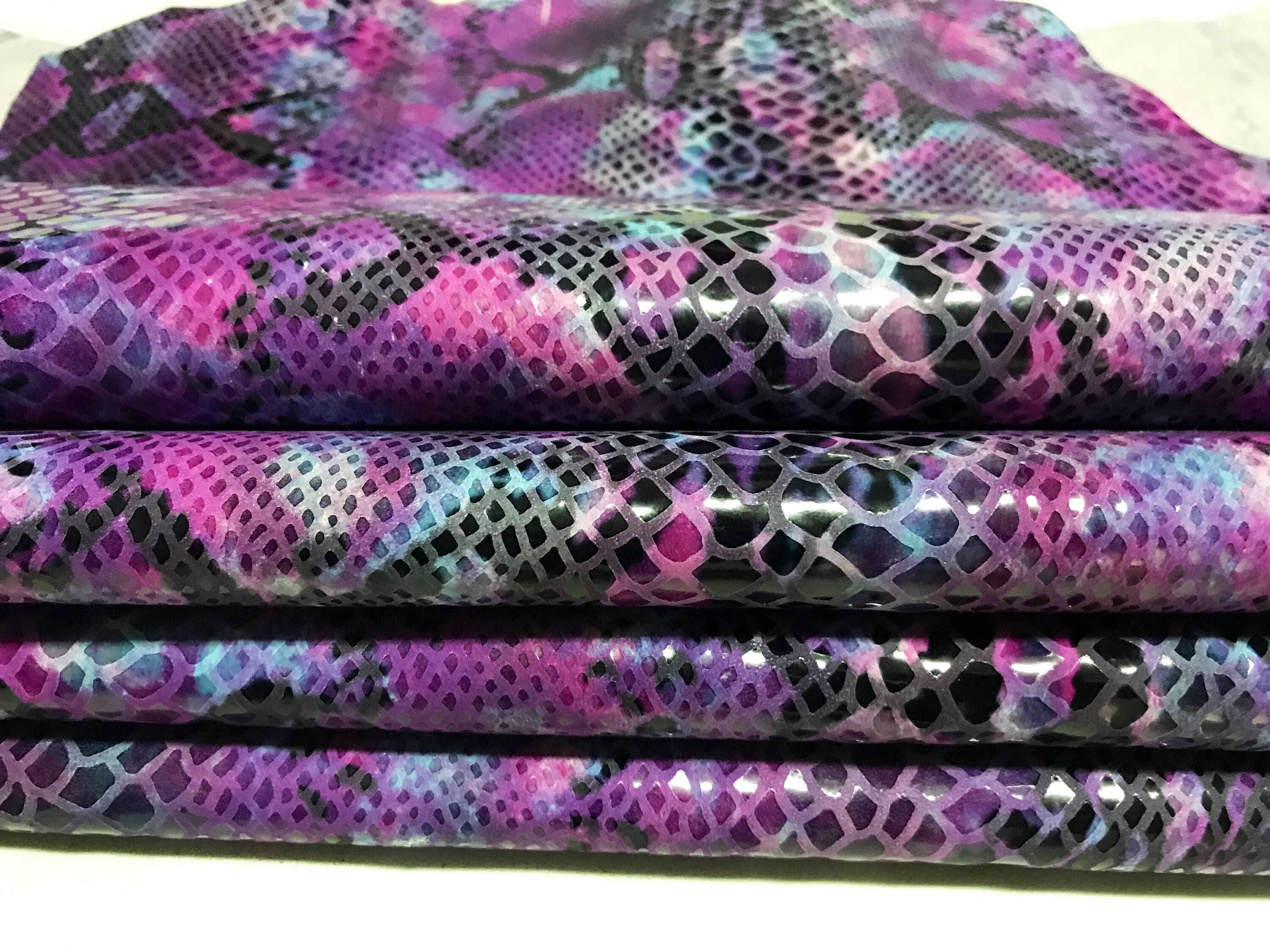 Italian Lambskin leather skin skins Purple Cyan Black PYTHON SNAKE ...