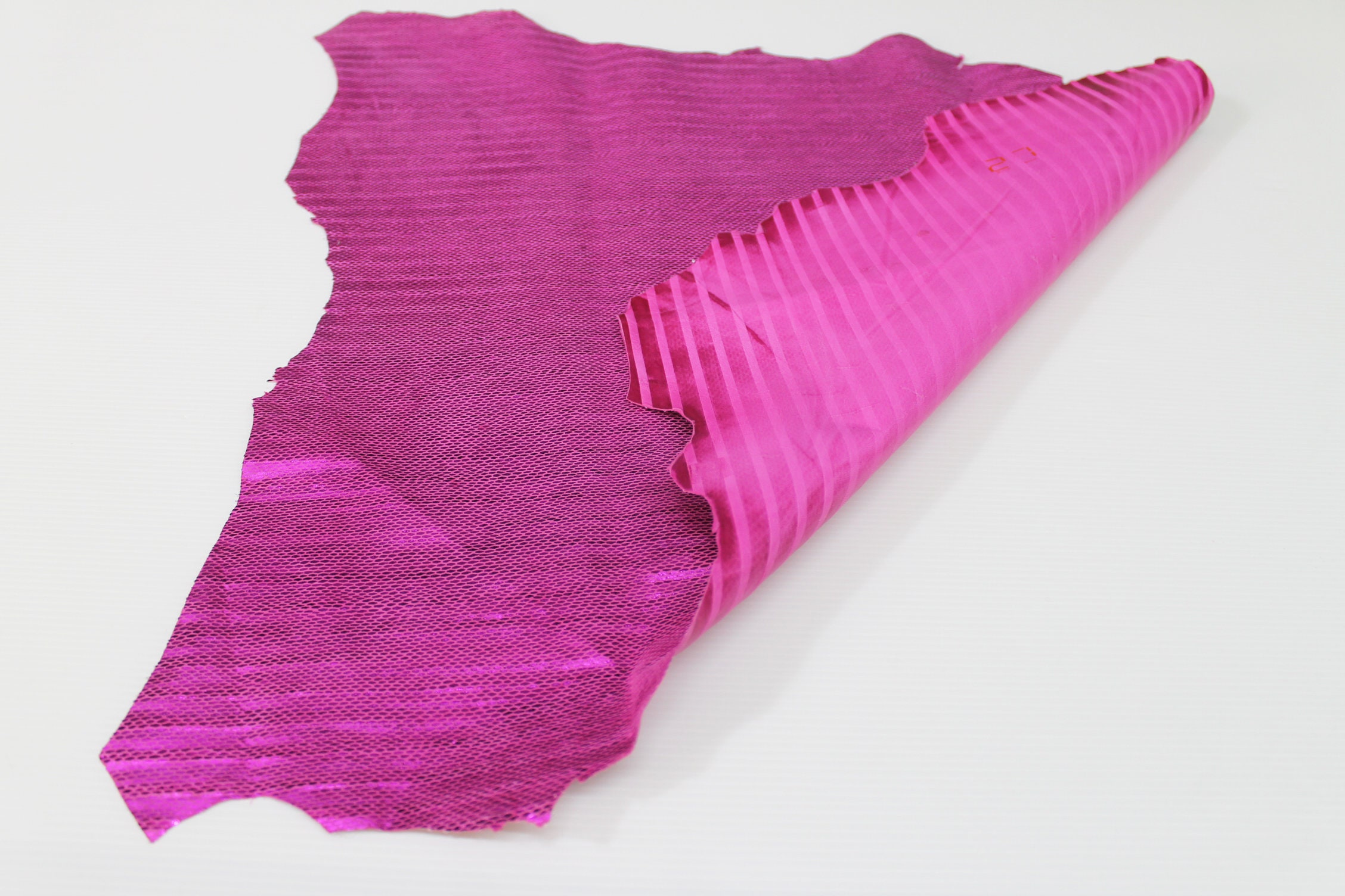METALLIC FUCHSIA SNAKE reptile print textured hot pink fuschia Goatskin ...