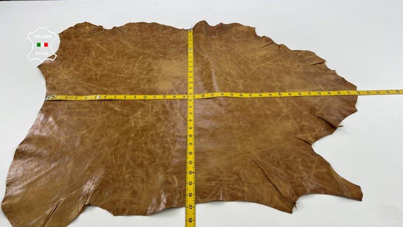 TAN WAXY Vintage Look Soft Italian Goatskin Goat Leather Skin 6sqf 0 ...