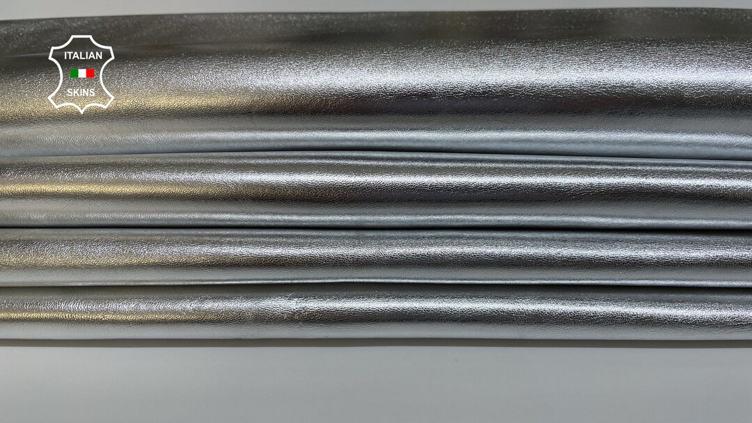 METALLIC SILVER SMOOTH Italian Goatskin Goat Leather Pack 3 Skins Total ...