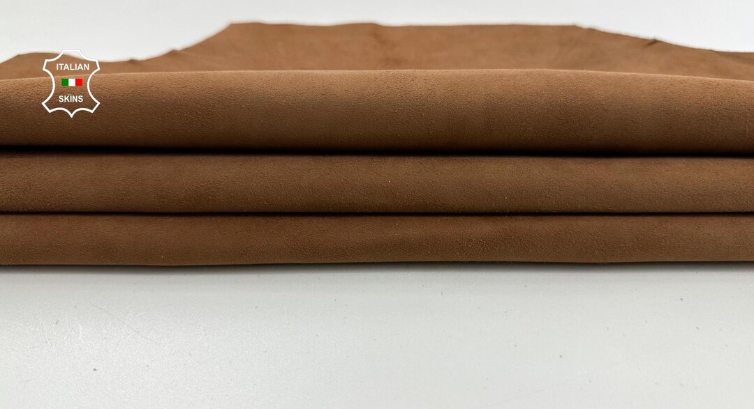 CAMEL BROWN SUEDE Soft Italian Goatskin Goat Leather Skin Hide Skins ...