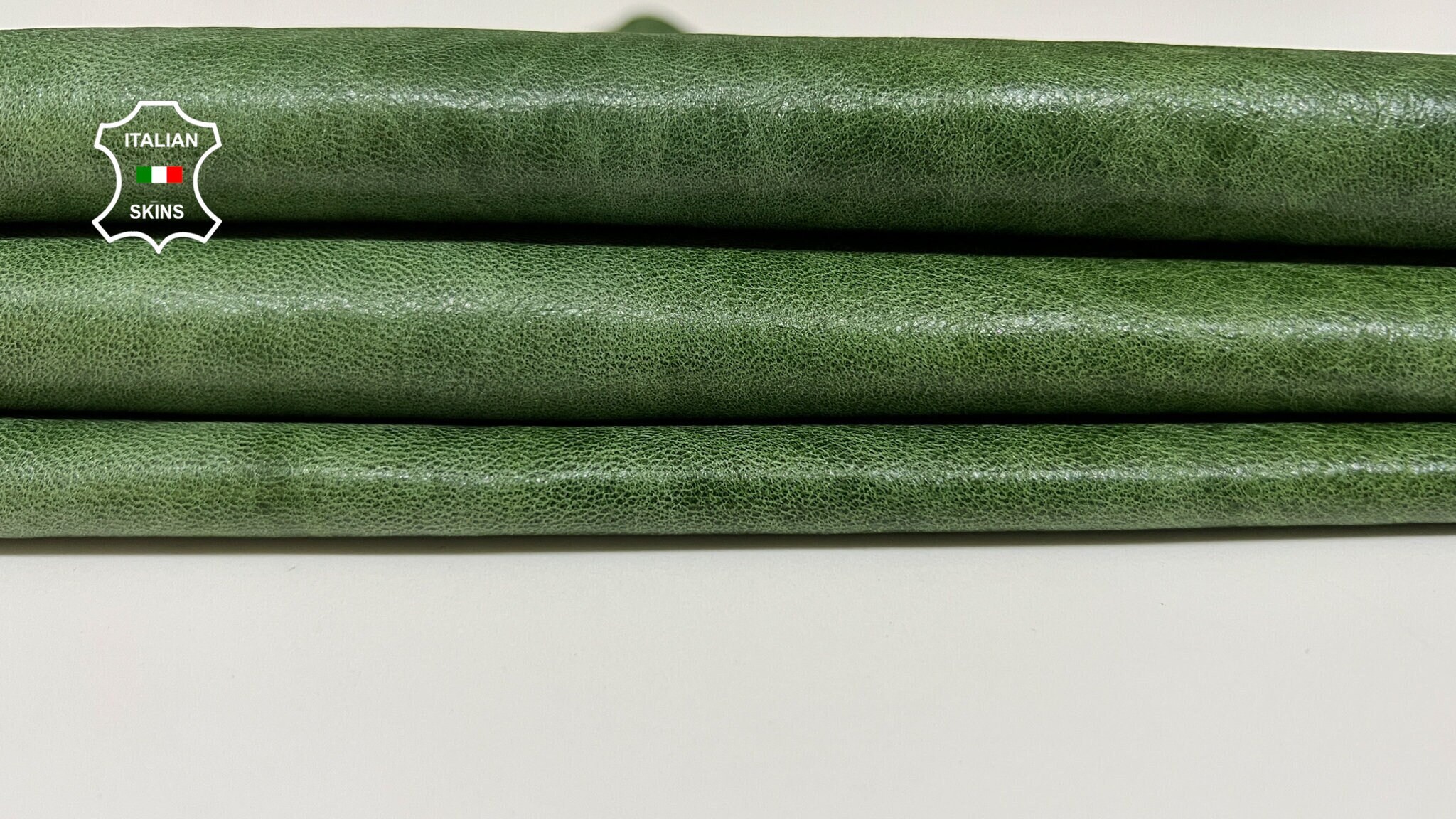 GREEN VINTAGE LOOK Soft Italian Lambskin Lamb Sheep leather hide hides ...