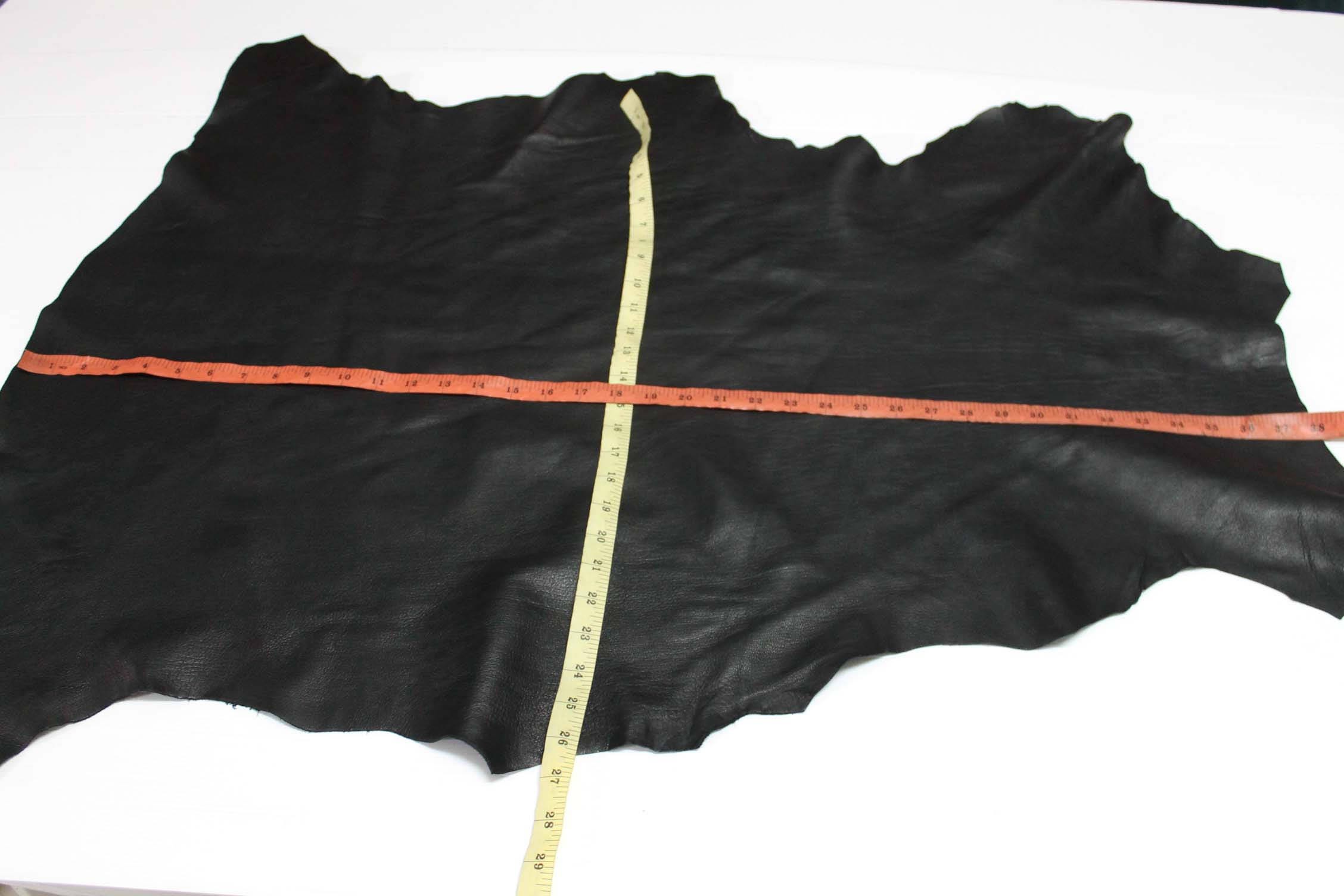 BLACK TEXTURED Italian genuine Lambskin Lamb sheep leather skin hide ...