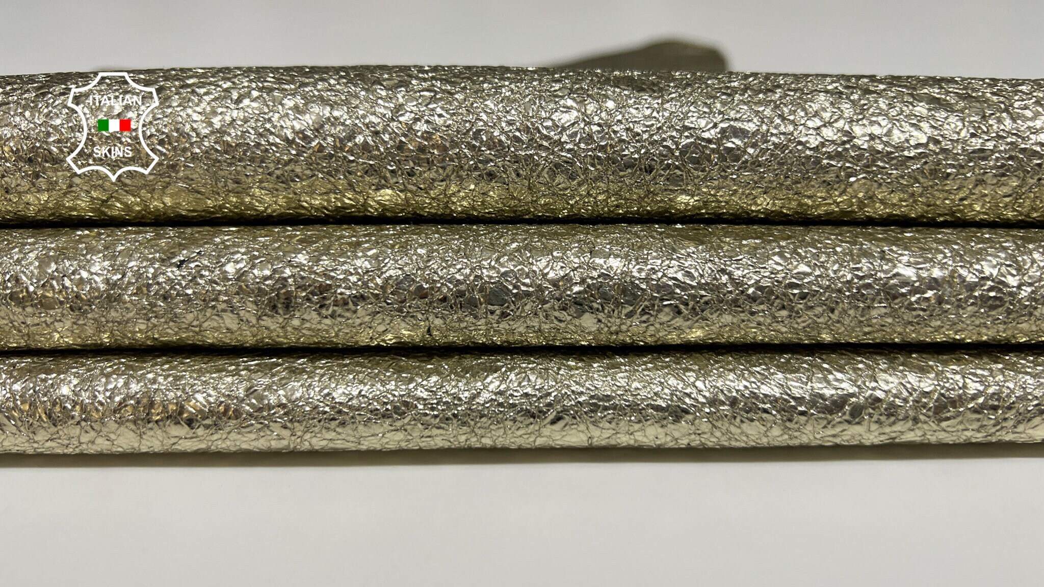 METALLIC LIGHT GOLD Crispy Soft Italian Lambskin Lamb Sheep Leather ...