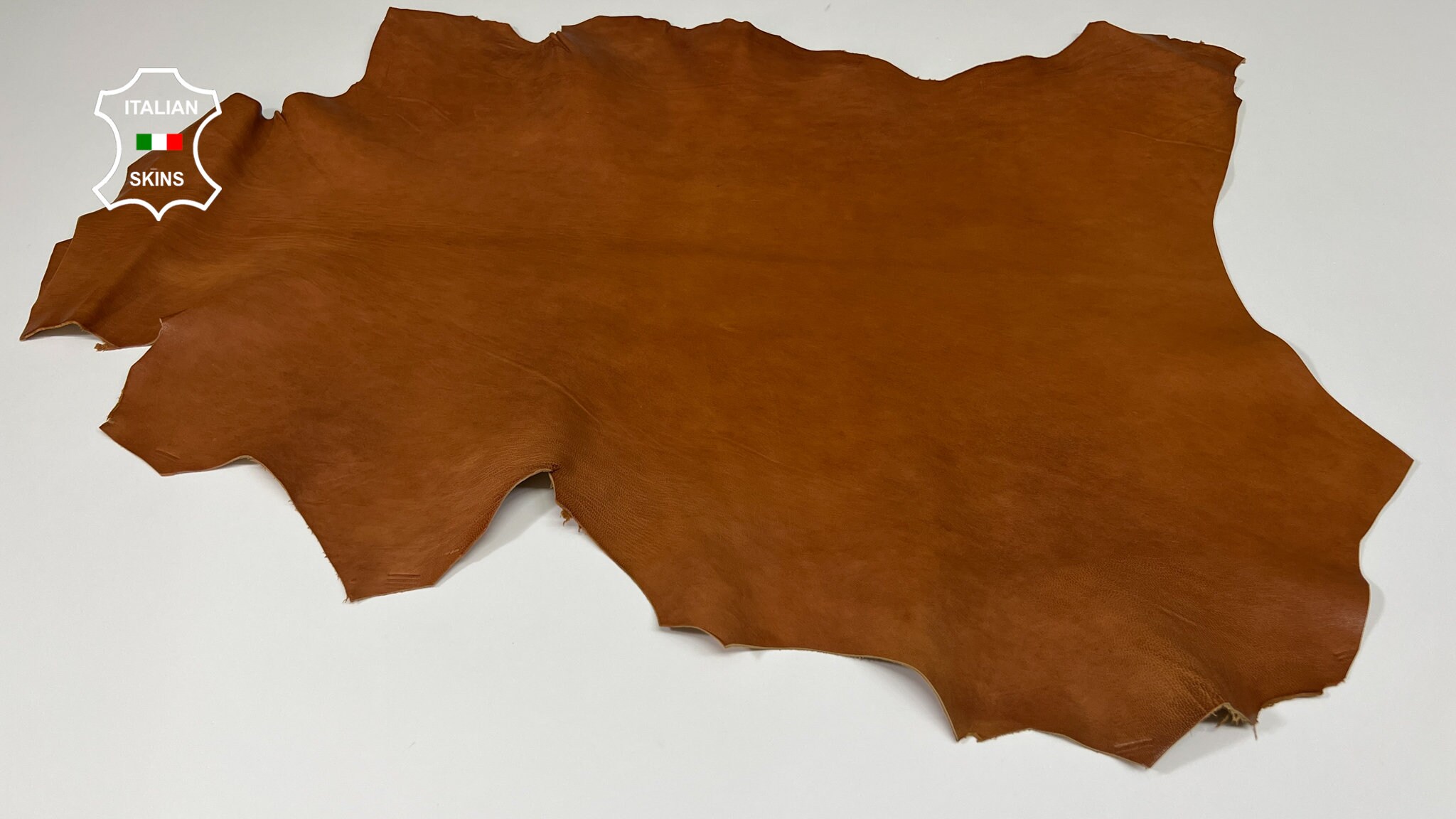 NATURAL TAN BROWN Vegetable Tan Thick Italian Goatskin Goat leather ...