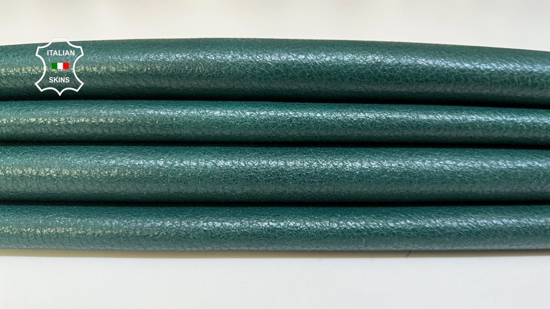 TEAL GREEN PEBBLE Grainy Shiny Rough Soft Italian Goatskin Goat Leather ...