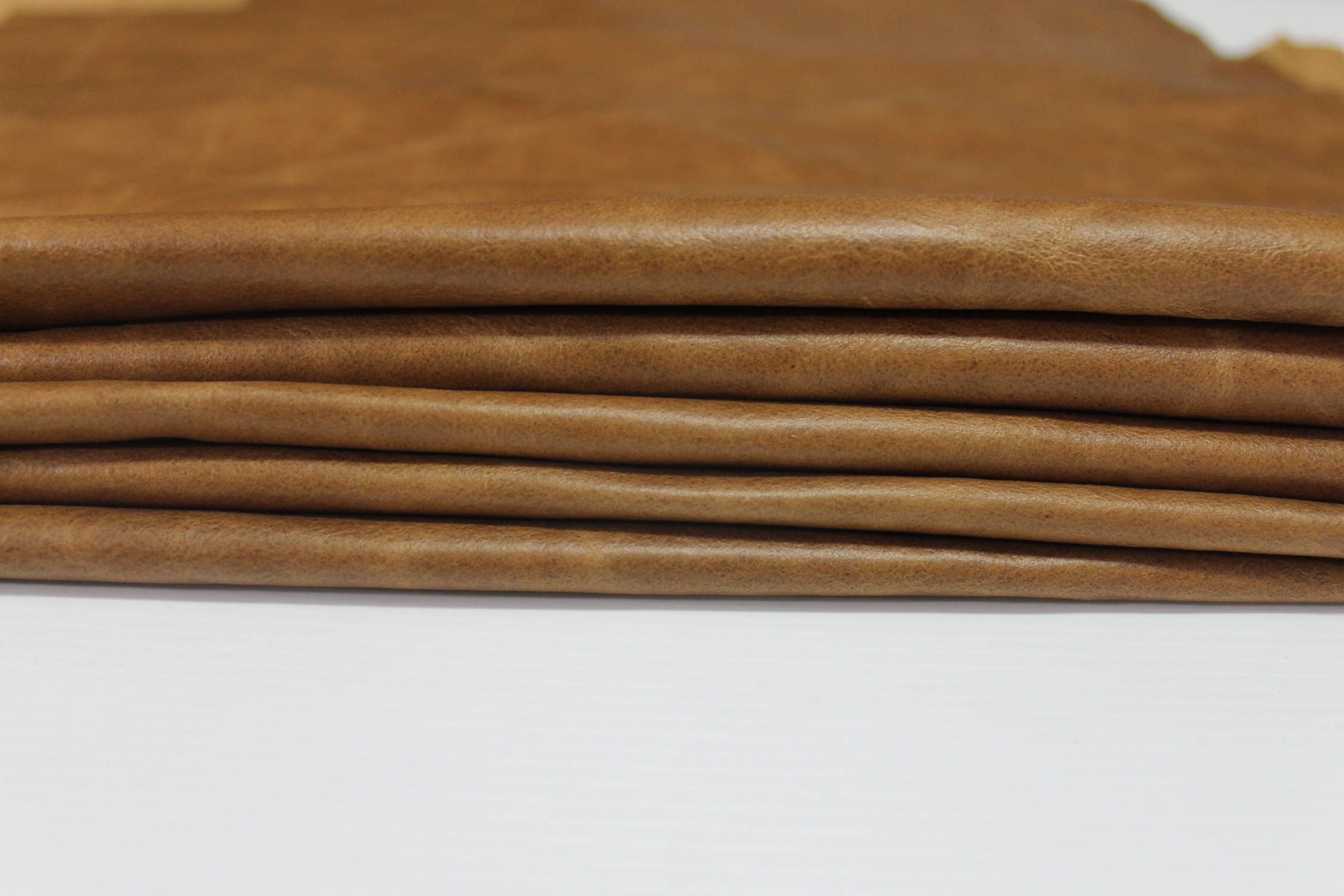 CAMEL BROWN 2 tones Calf Calfskin italian genuine leather skin skins ...