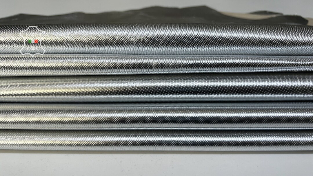 METALLIC SILVER PINHOLE Textured Thin Italian Lamb Leather Pack 3 Skins ...