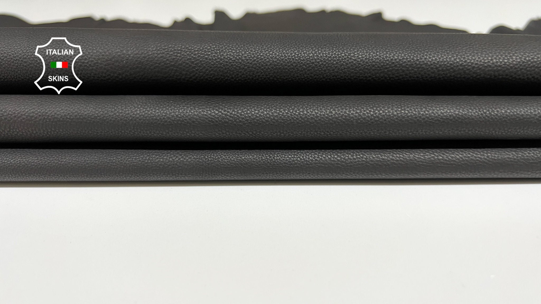 DARK BROWN MATTE Pebble Grainy Thick Soft Italian Calfskin Calf Cow ...