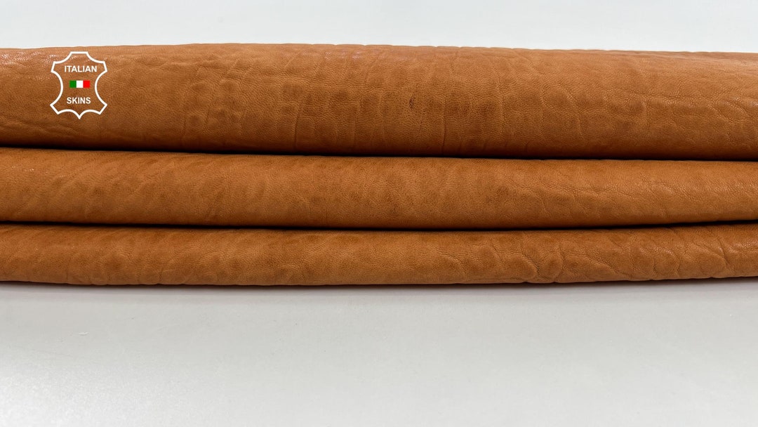 NATURAL TAN GRAINY Vegetable Tanned Vintage Look Thick Soft Italian ...