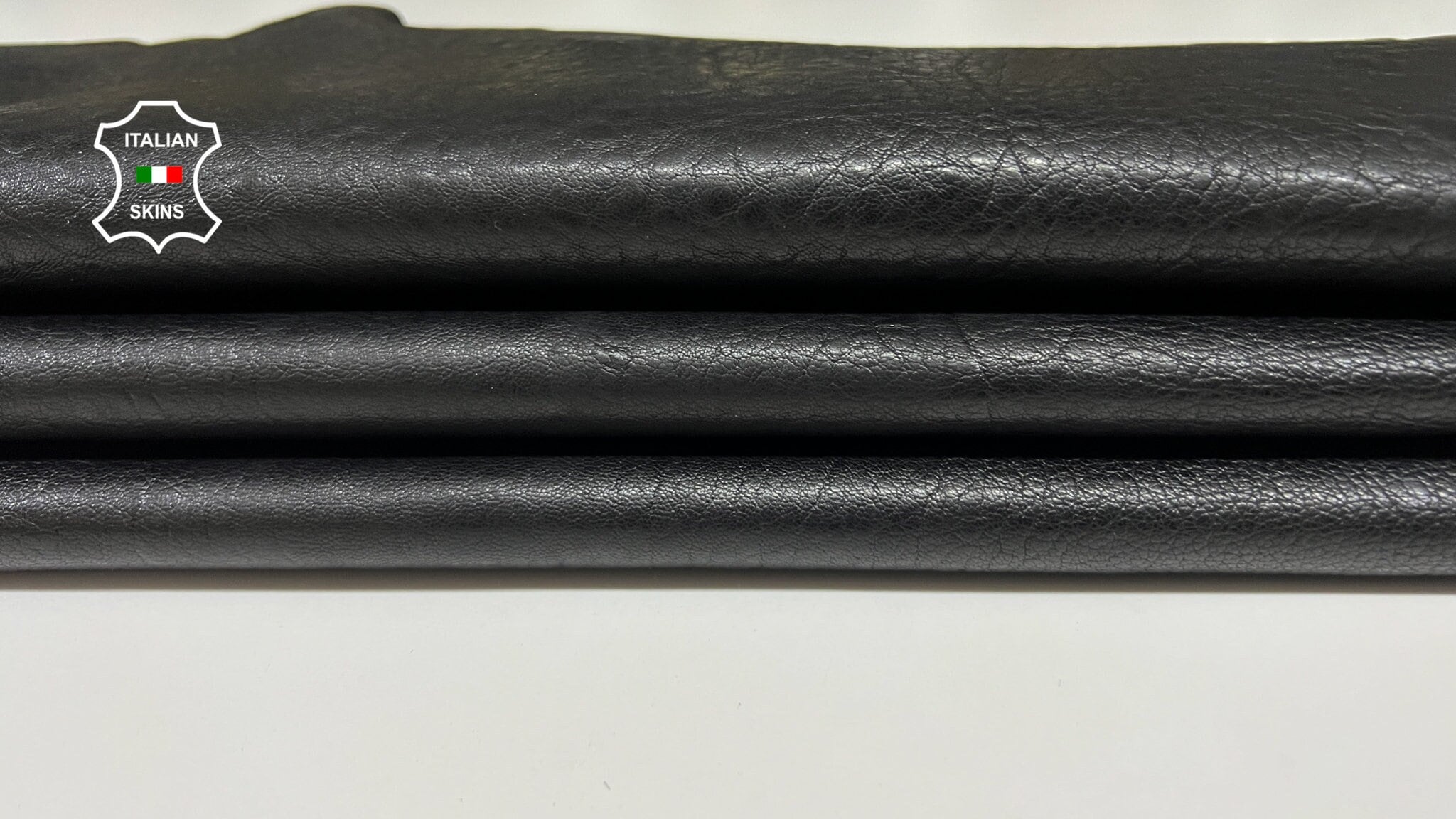 WASHED BLACK ROUGH Vegetable Tan Thick Italian Goatskin Goat leather ...