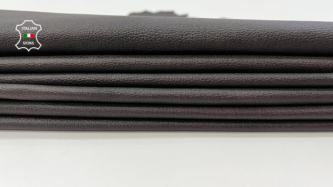 DARK BROWN ANTIQUED Pebble Grainy Rustic Look Thin Soft Goat Leather ...