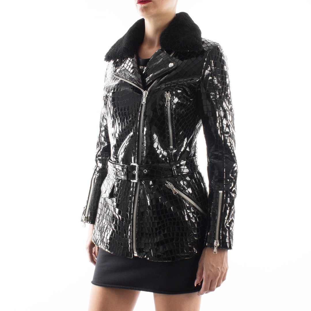 Italian Handmade Women Genuine Leather Long Biker Jacket Slim - Etsy