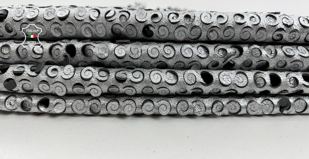 METALLIC SILVER PERFORATED Thick Soft Italian Lambskin Sheep Lamb ...