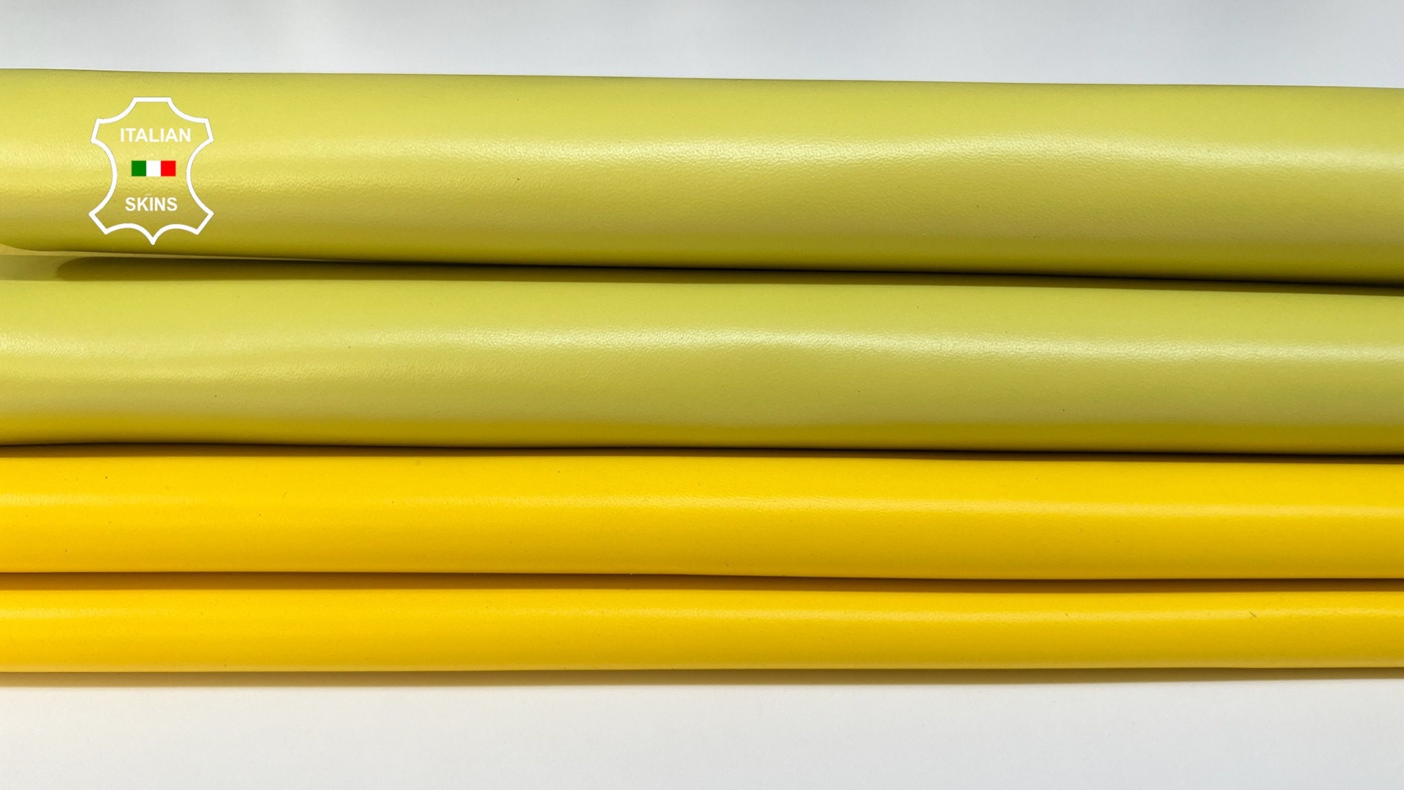 YELLOW 2 SHADES Thick Italian Lambskin Lamb Sheep leather pack 2 hides ...