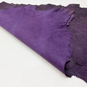 PURPLE CRACKED Vintage Look Shiny Thin Soft Italian Goatskin Goat ...