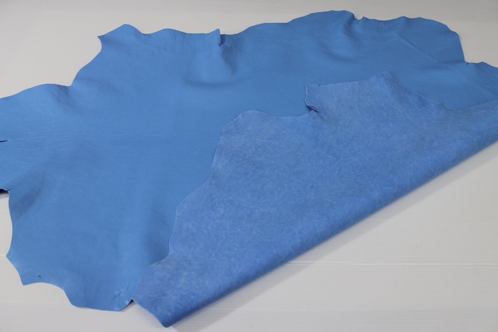 WASHED AZURE BLUE Vegetable Tan Italian Genuine Lambskin Lamb Sheep ...