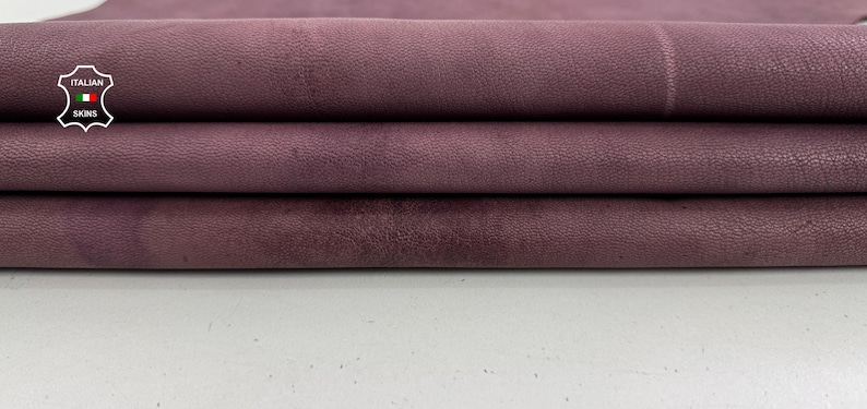 WASHED ROUGH VINTAGE Look Wine Plum Vegetable Tan Thick Soft Italian ...