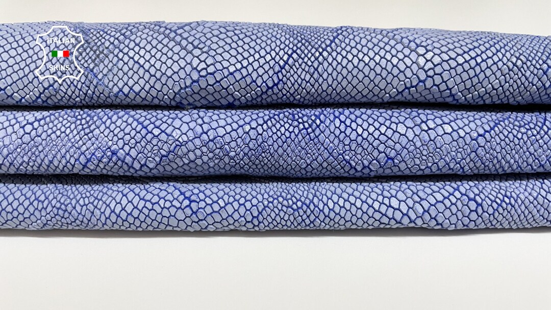 NATURAL LIGHT BLUE Snake Print Textured Vintage Look on Italian ...