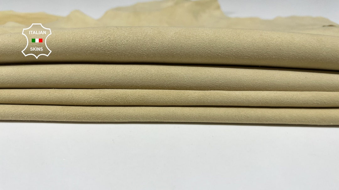 IVORY BEIGE SUEDE Soft Italian Lambskin Lamb Sheep Leather Pack 4 Hides ...
