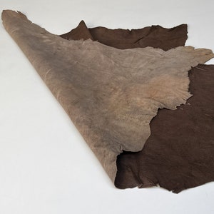 BROWN RUSTIC ANTIQUED Rough Vegetable Tan Soft Italian Goatskin Goat ...