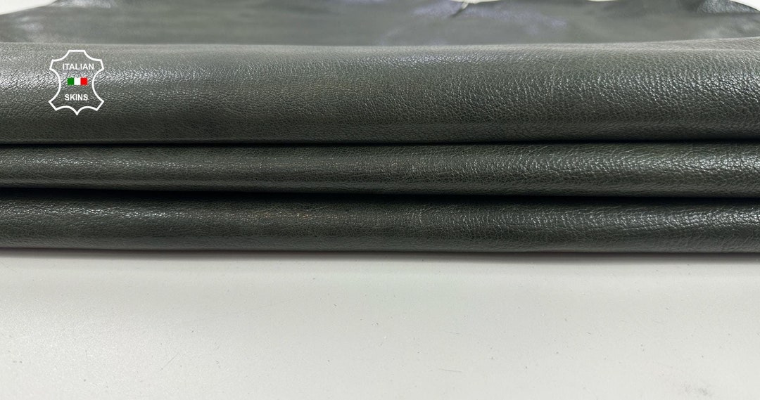 DARK BOTTLE GREEN Antiqued Rough Vegetable Tan Italian Goatskin Goat ...