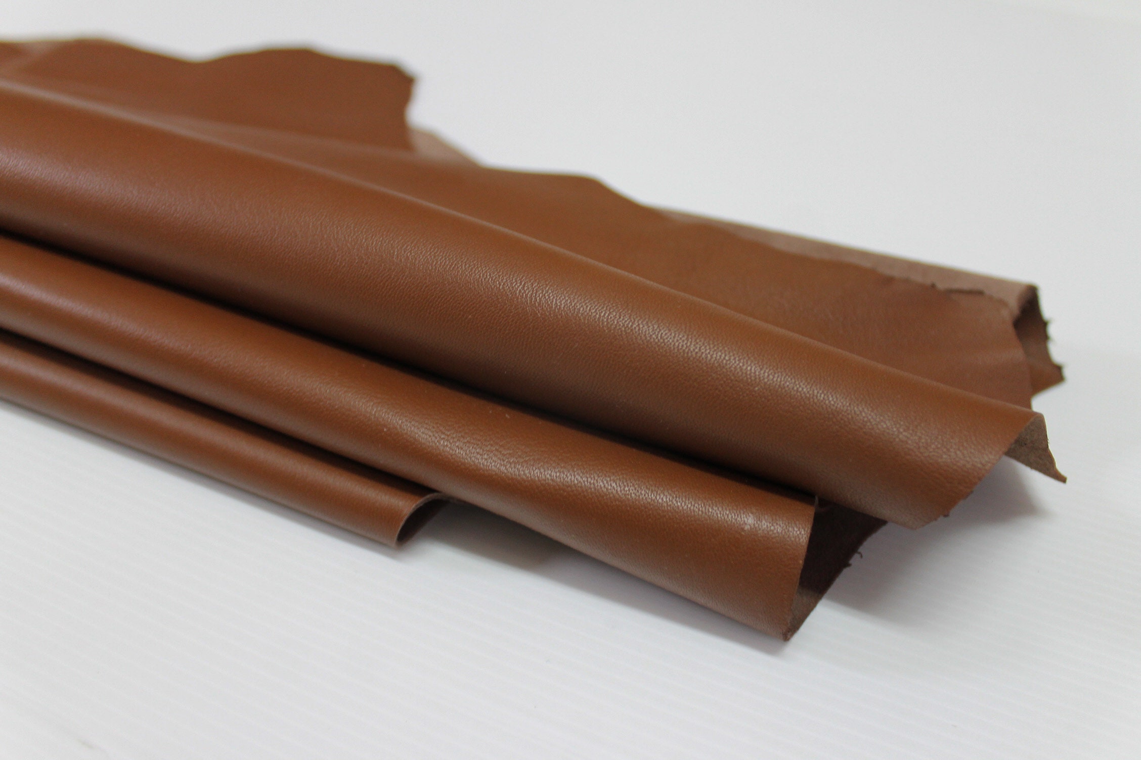 MEDIUM BROWN smooth Italian genuine Lambskin Lamb Sheep leather skins ...