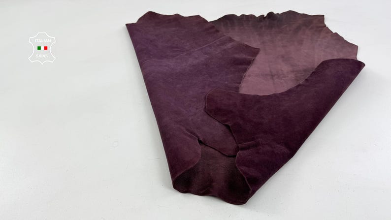 WASHED ROUGH VINTAGE Look Wine Plum Vegetable Tan Thick Soft Italian ...