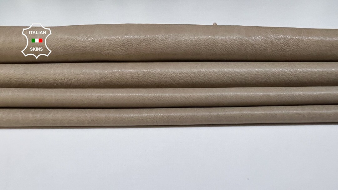 BEIGE Vegetable Tan Thin Soft Italian Lambskin Lamb Sheep Leather Hide ...