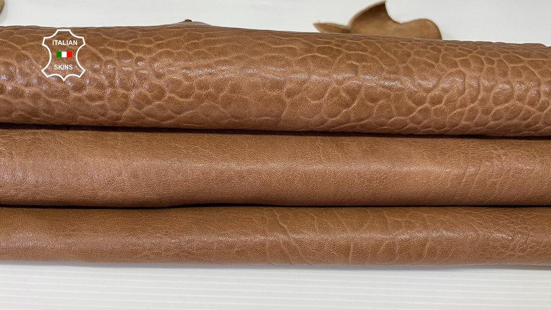 BROWN BUBBLY GRAINY Vegetable Tan Thick Lamb Leather Skin 5+sqf 1.5mm # ...