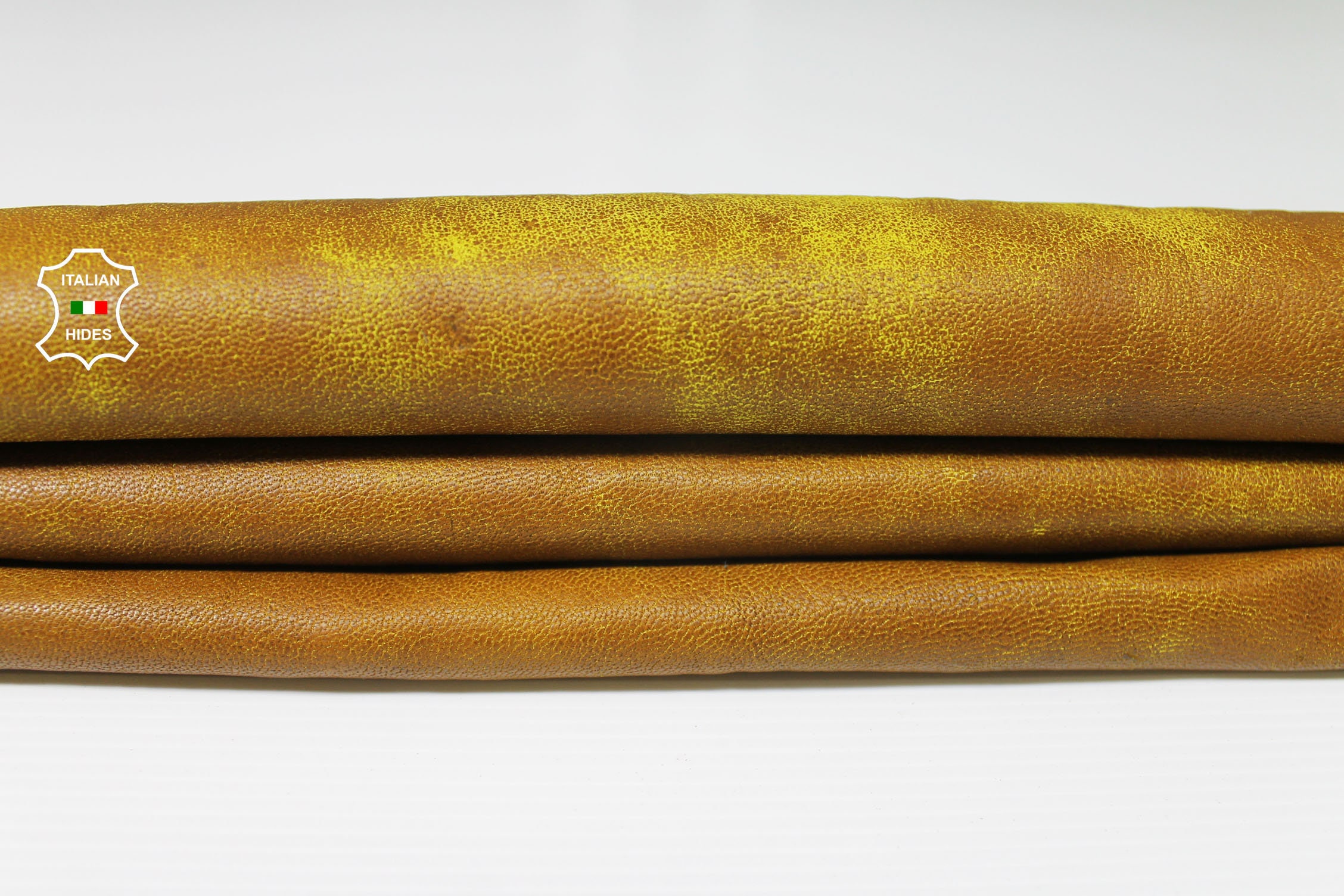 YELLOW CAMEL DISTRESSED vegetable tan vintage look Italian Goatskin ...