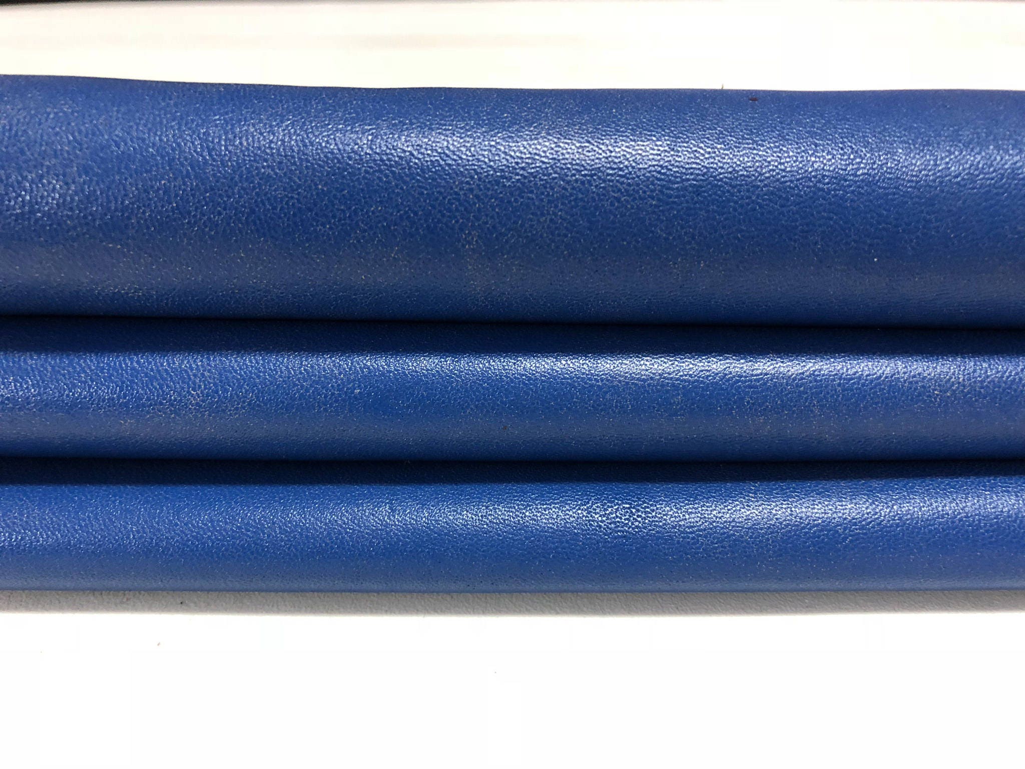 ELECTRIC BLUE DISTRESSED vintage look Italian Lambskin leather hides ...