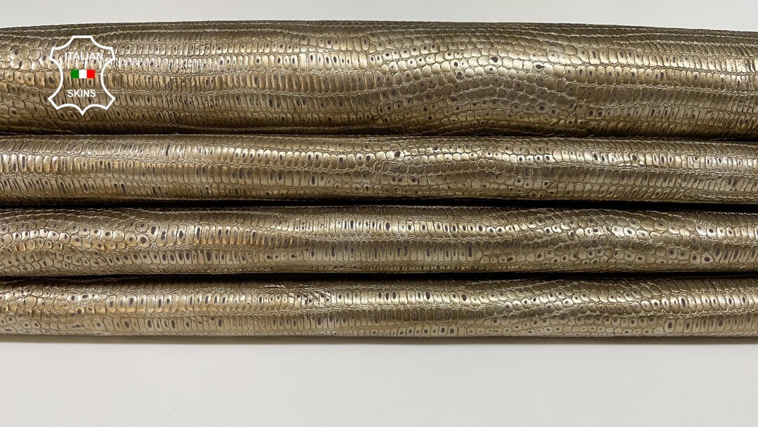 METALLIC PLATINUM DISTRESSED Tejus Reptile Textured Print on Italian ...
