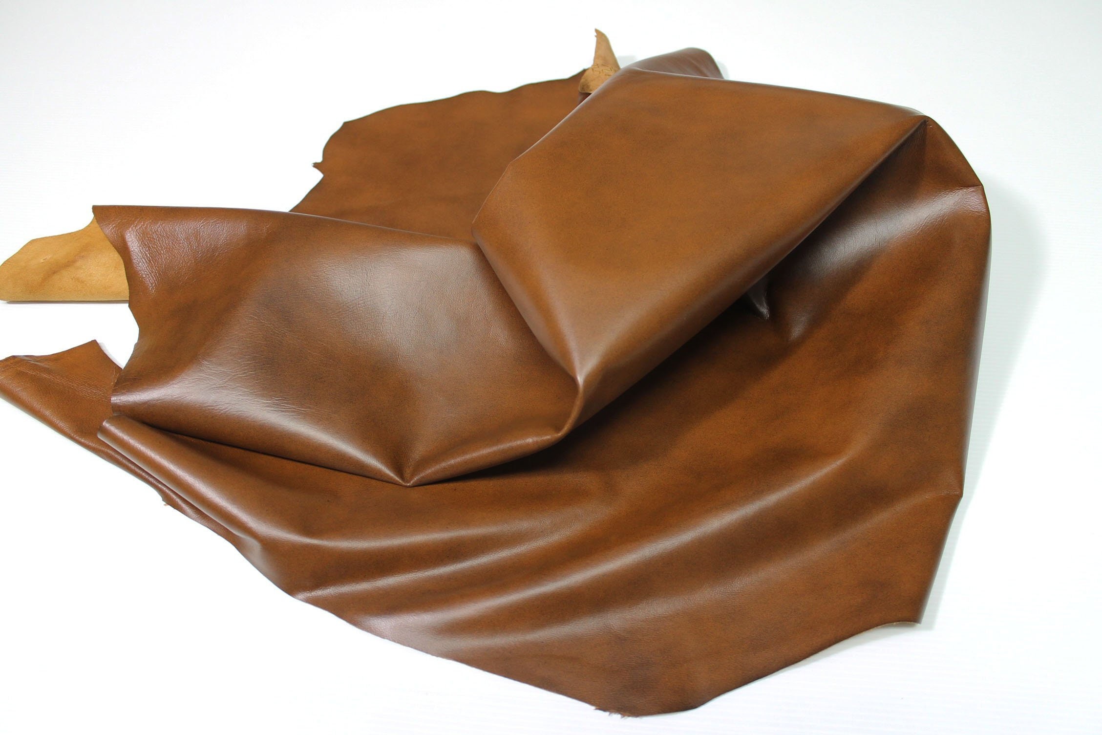 CUOIO TAN BROWN Distressed soft Italian Lambskin lamb Sheep leather 2 ...