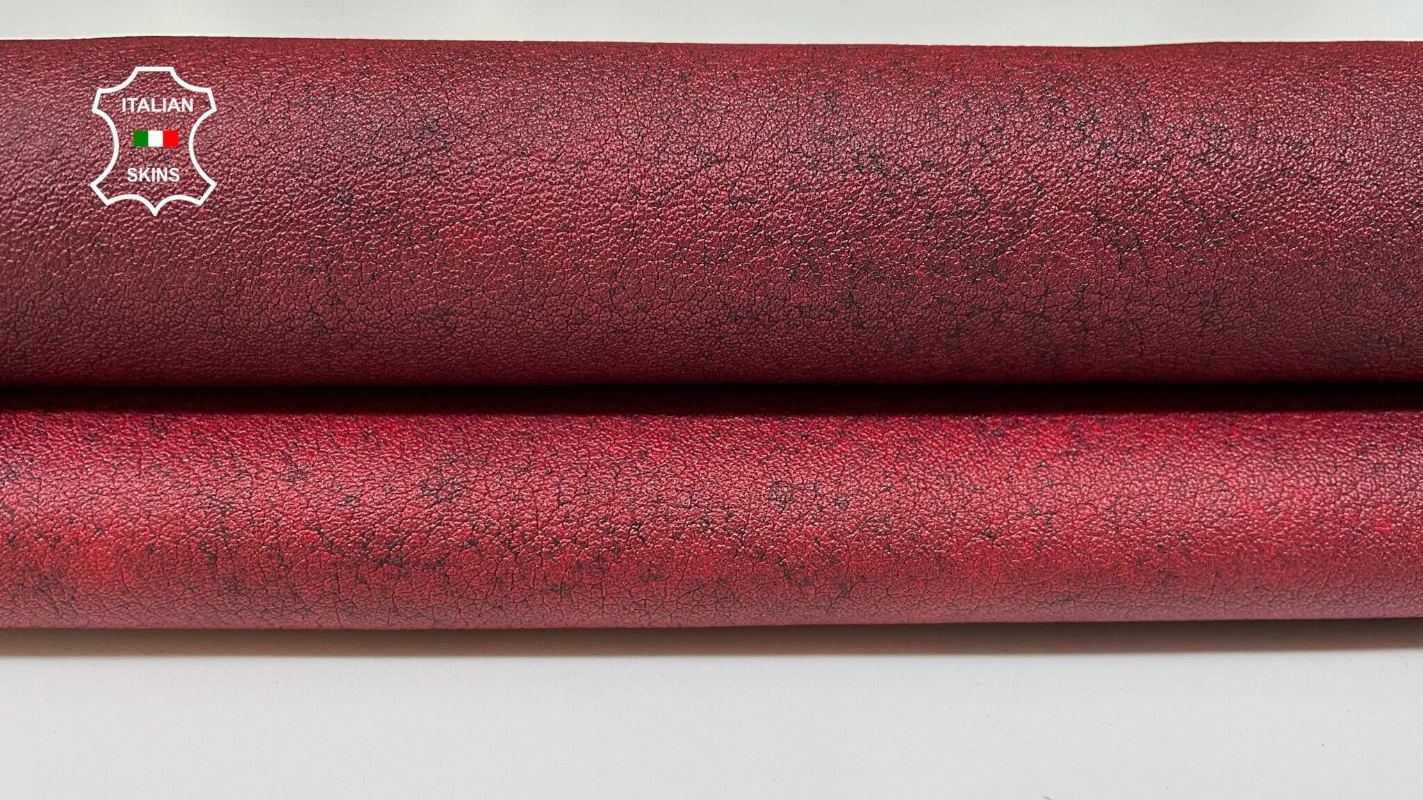 RED WINE DISTRESSED Antiqued Rough Thick Strong Italian Goatskin Goat ...